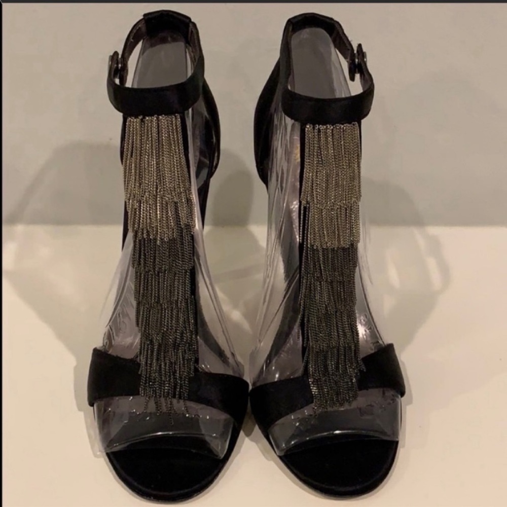 Lamb Yoyo Heels Gwen Stephanie Black/Satin Sz 8.5 - Gem